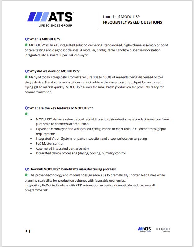 MODULIS™ FAQs - BioDot